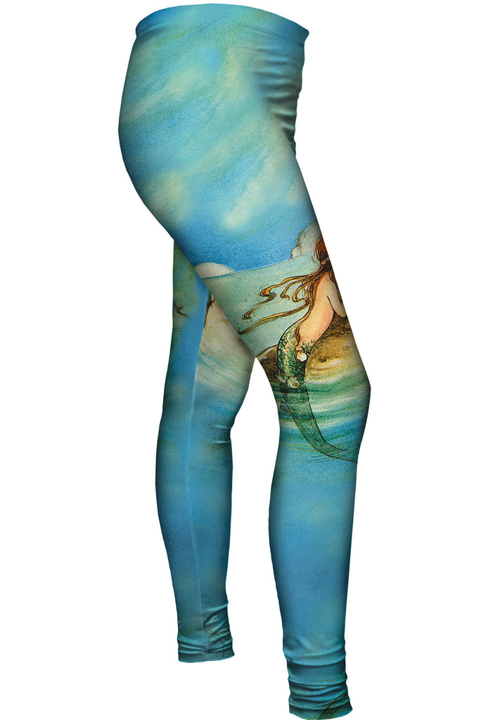 Mabel Lucie Artwell - "Mermaid On Rock" (1914) Womens Leggings | Yizzam