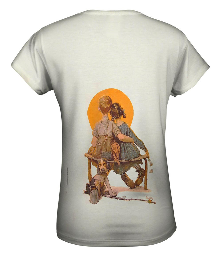 Norman Rockwell - "Boy and Girl Gazing at the Moon" (1922) Womens Top | Yizzam