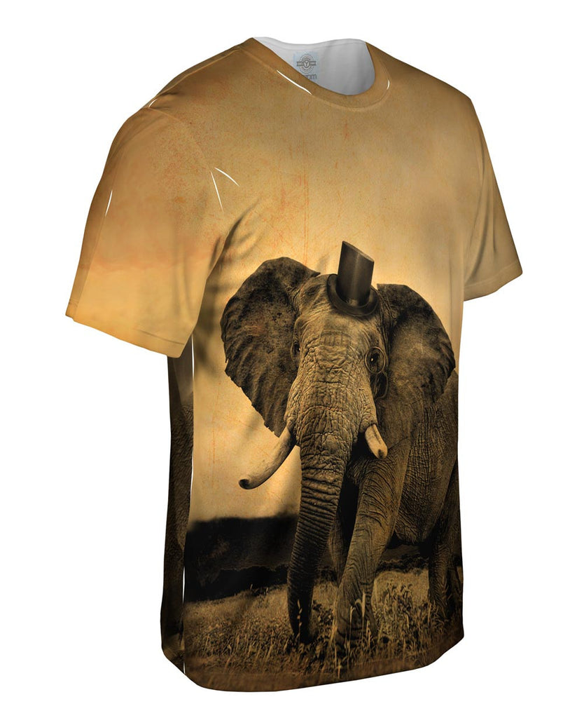 Top Hat Elephant Mens T-Shirt | Yizzam
