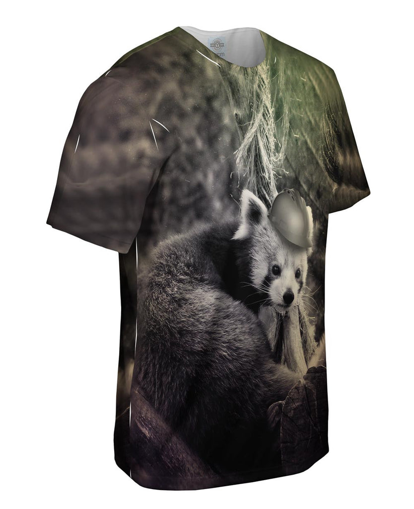 Construction Hat Red Panda Mens T-Shirt | Yizzam