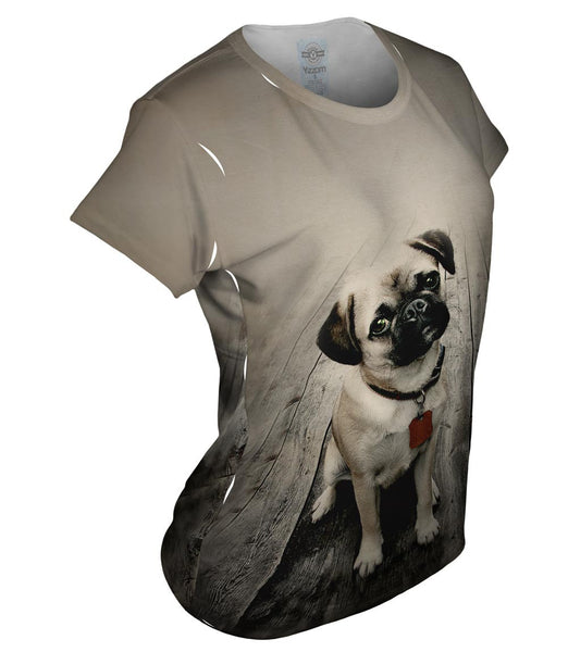 Vintage Wood Pug Womens Top | Yizzam