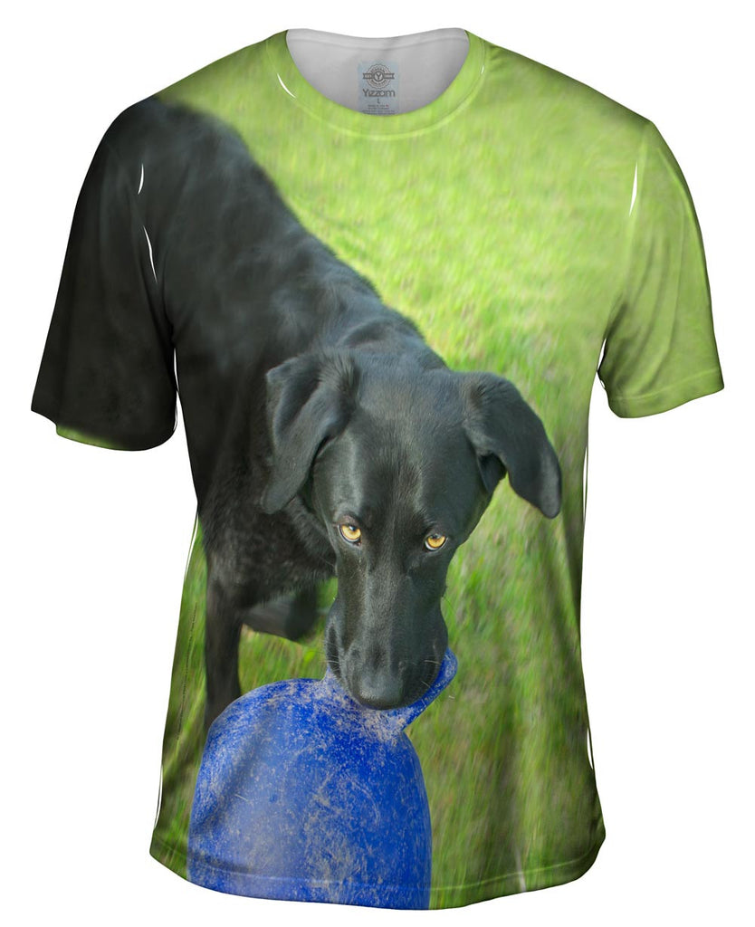 Black Lab And His Ball Mens T-Shirt | Yizzam