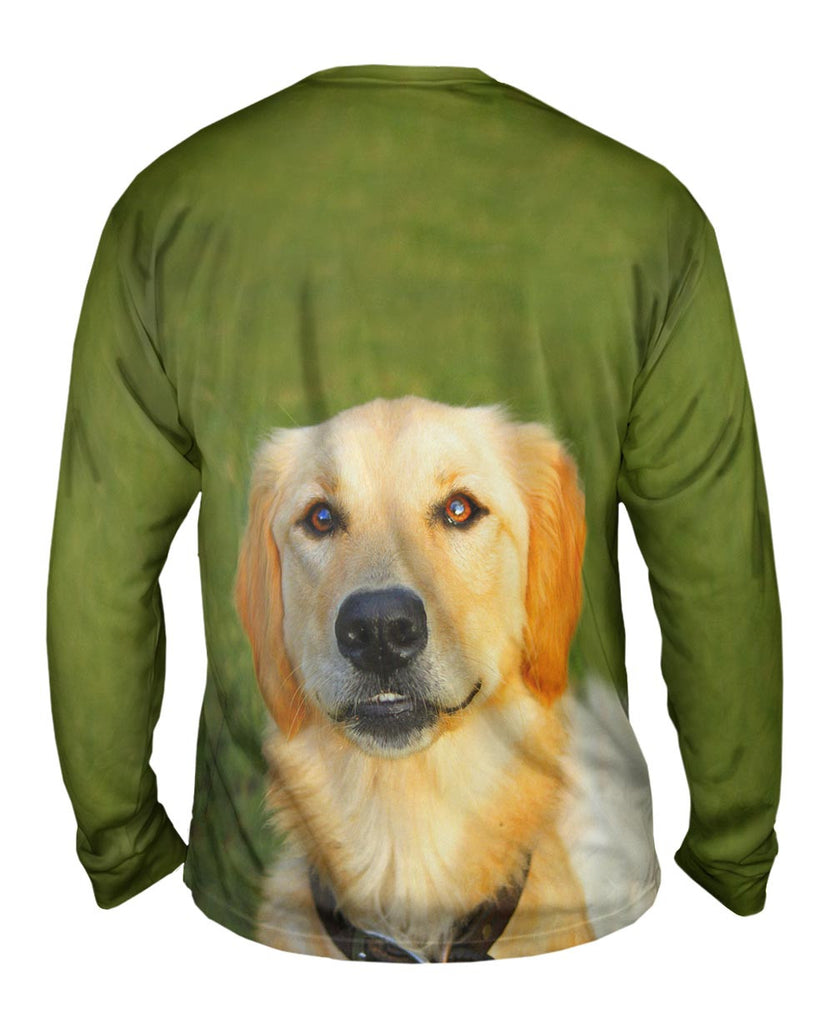 Golden Lab Smiling Mens Long Sleeve | Yizzam