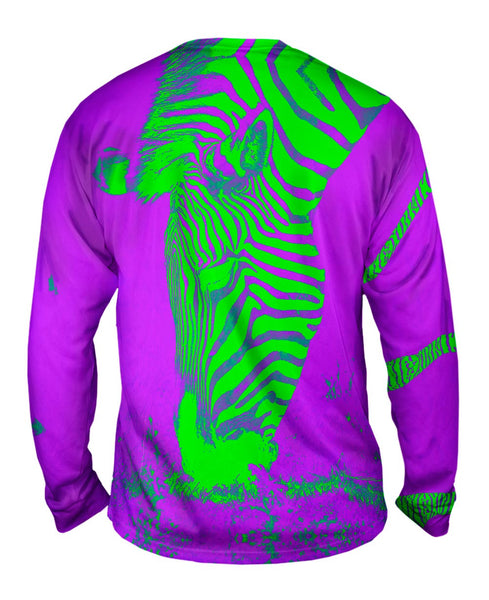 Neon Pink Zebra Mens Long Sleeve | Yizzam