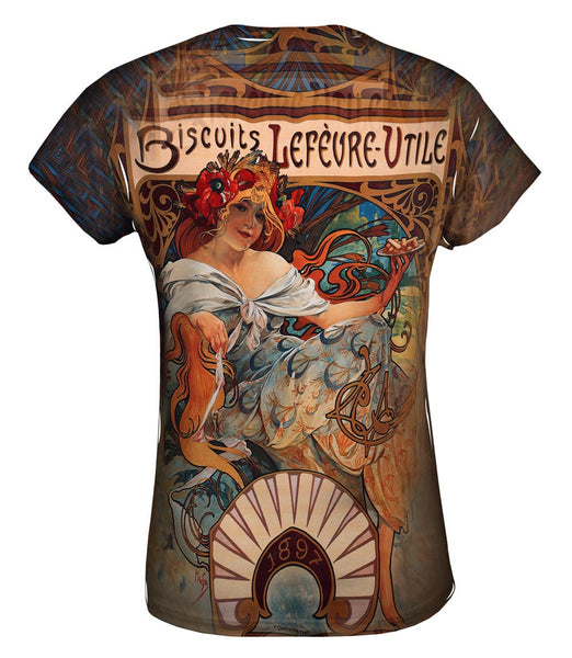 Alphonse Mucha - "Biscuits Lefèvre-Utile" (1896) Womens Top | Yizzam