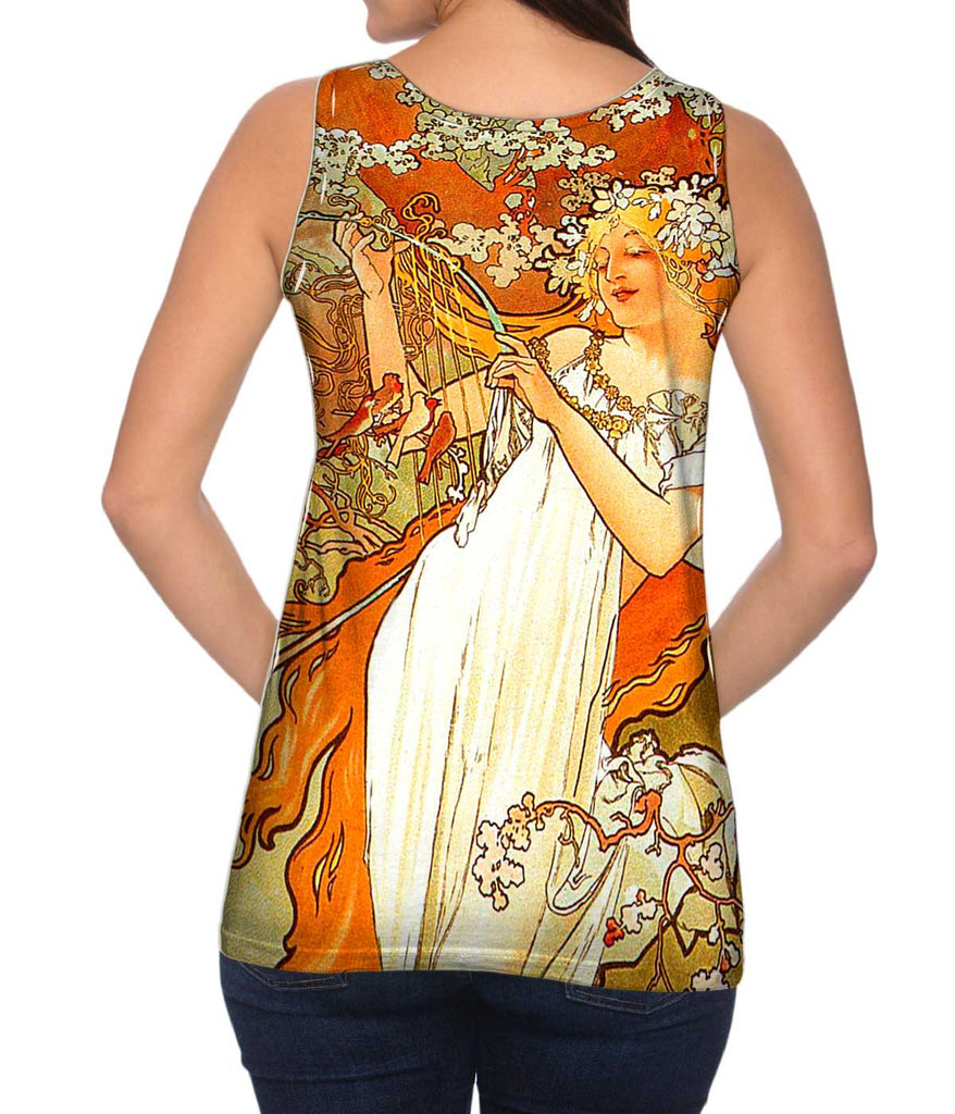Alphonse Mucha - "Spring" (1896) Womens Tank Top | Yizzam