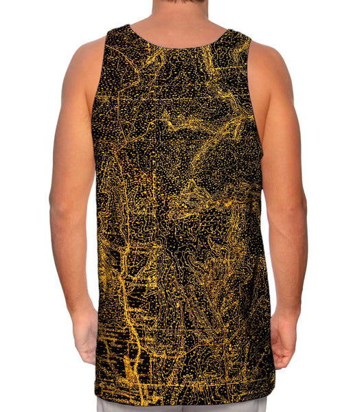 Topography Map Gold Mens Tank Top | Yizzam