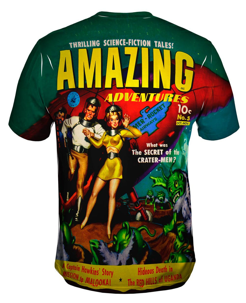 Alien Attack Comic Retro Mens T-Shirt | Yizzam