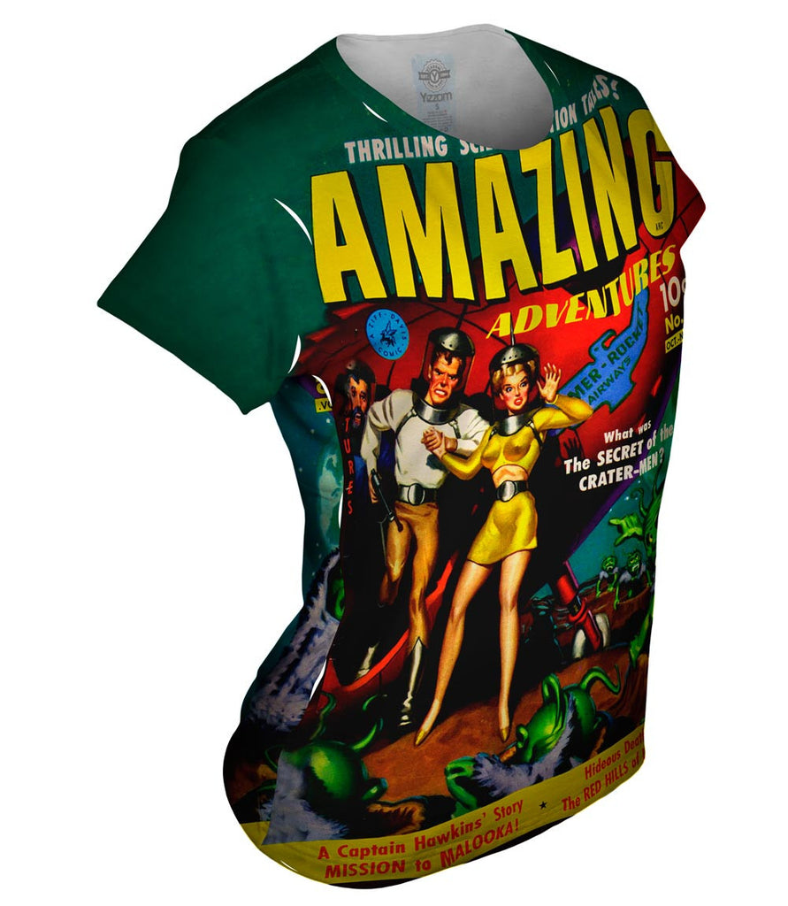 Alien Attack Comic Retro Womens Top | Yizzam