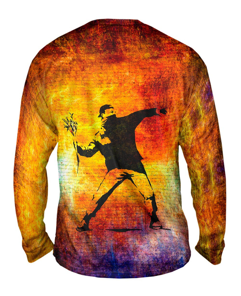 Graffiti Banksy Flower Throw Mens Long Sleeve | Yizzam