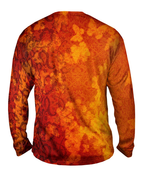Bindi Indian Pattern Red Orange Mens Long Sleeve | Yizzam