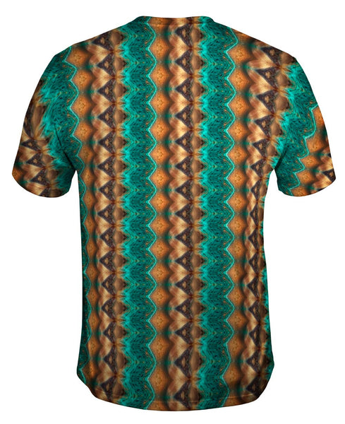 Golden Aqua Snake Skin Pattern Mens T-Shirt | Yizzam