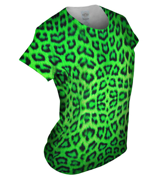 Neon Green Leopard Animal Skin Womens Top | Yizzam
