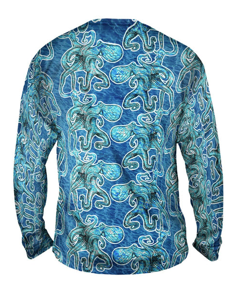 Blushing Octopus Dark Blue Mens Long Sleeve | Yizzam